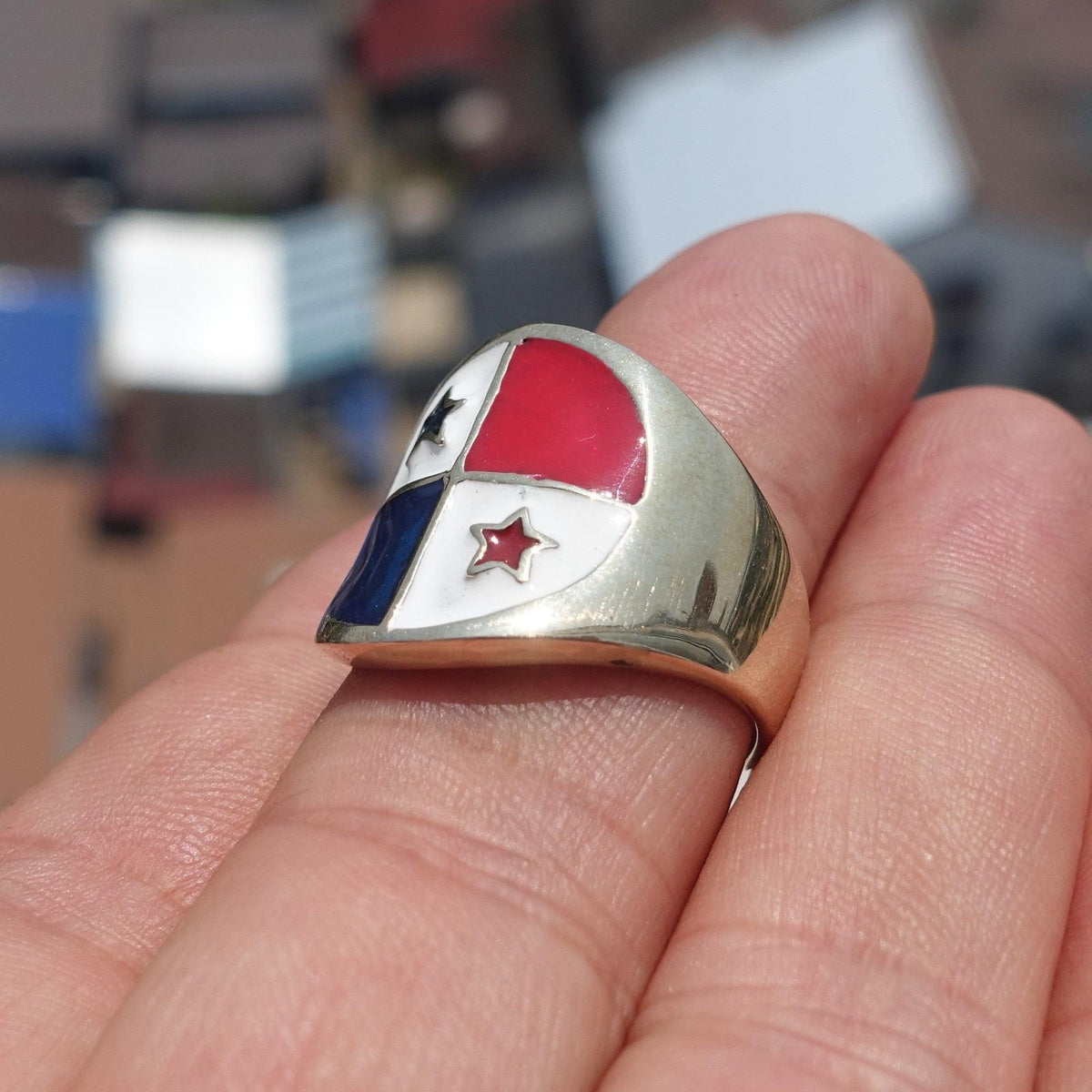 Solid Brass Men's National Flag Ring Panama - Free Shipping Paypal